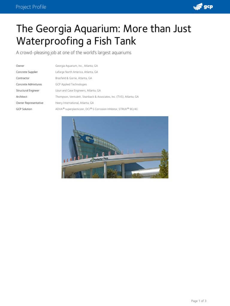 GCPAT Georgia Aquarium More Just Waterproofing A Fish Tank Us 1011 | PDF