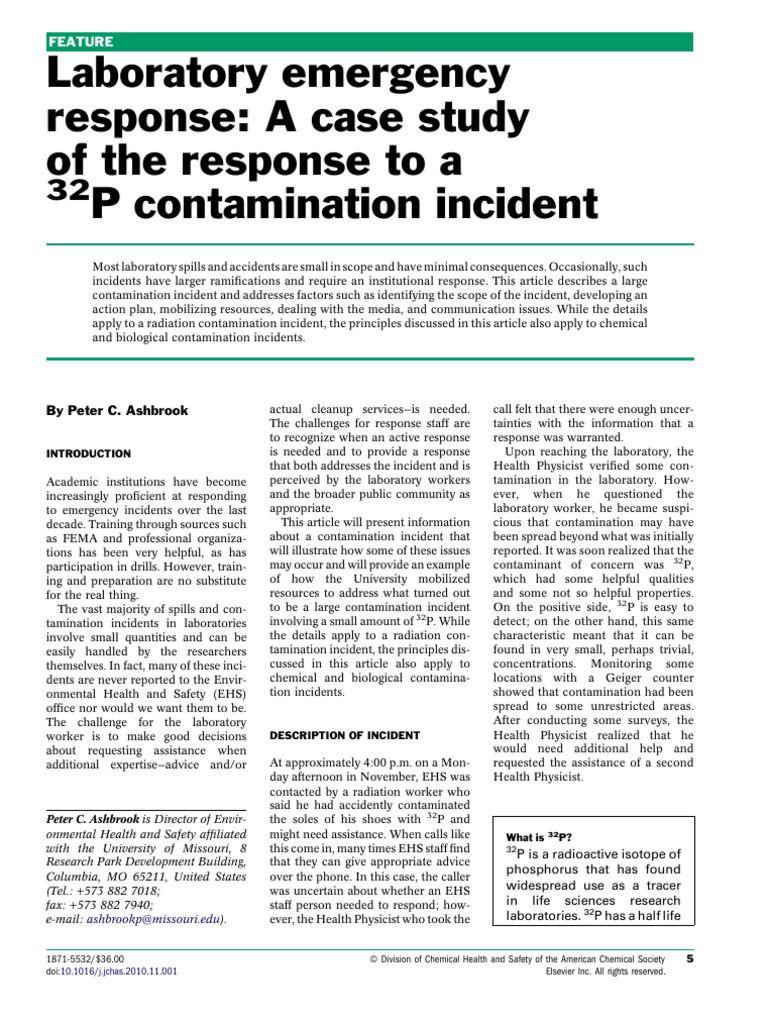 Ashbrook 2011 Laboratory Emergency Response A Case Study of The ...