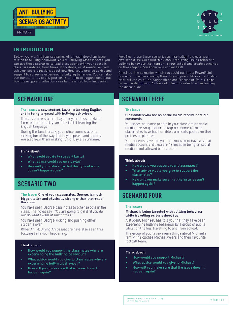 Role-Playing Anti-Bullying Scenarios | PDF | Bullying