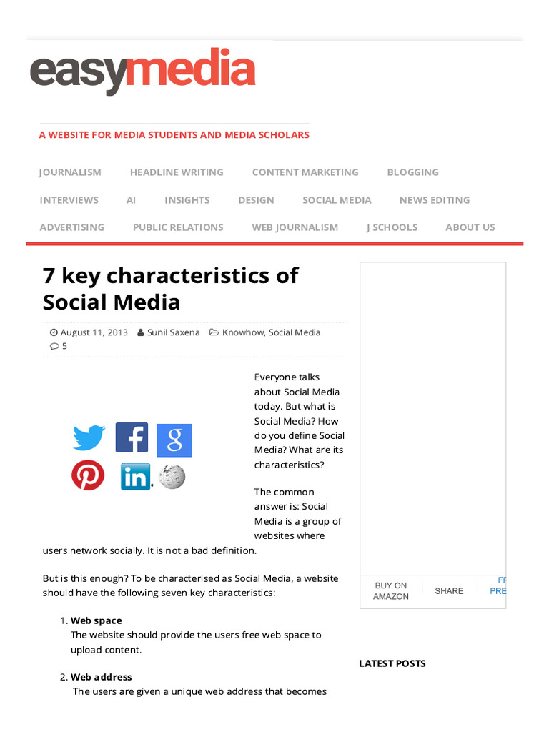 7 Key Characteristics of Social Media | PDF