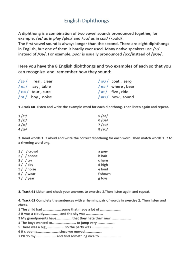 Phonetics Diphthongs Practice | PDF