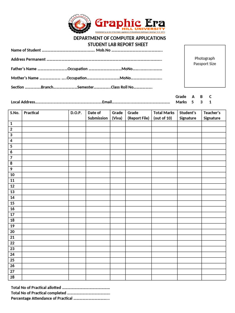 Lab Performance Sheet - MCA | PDF