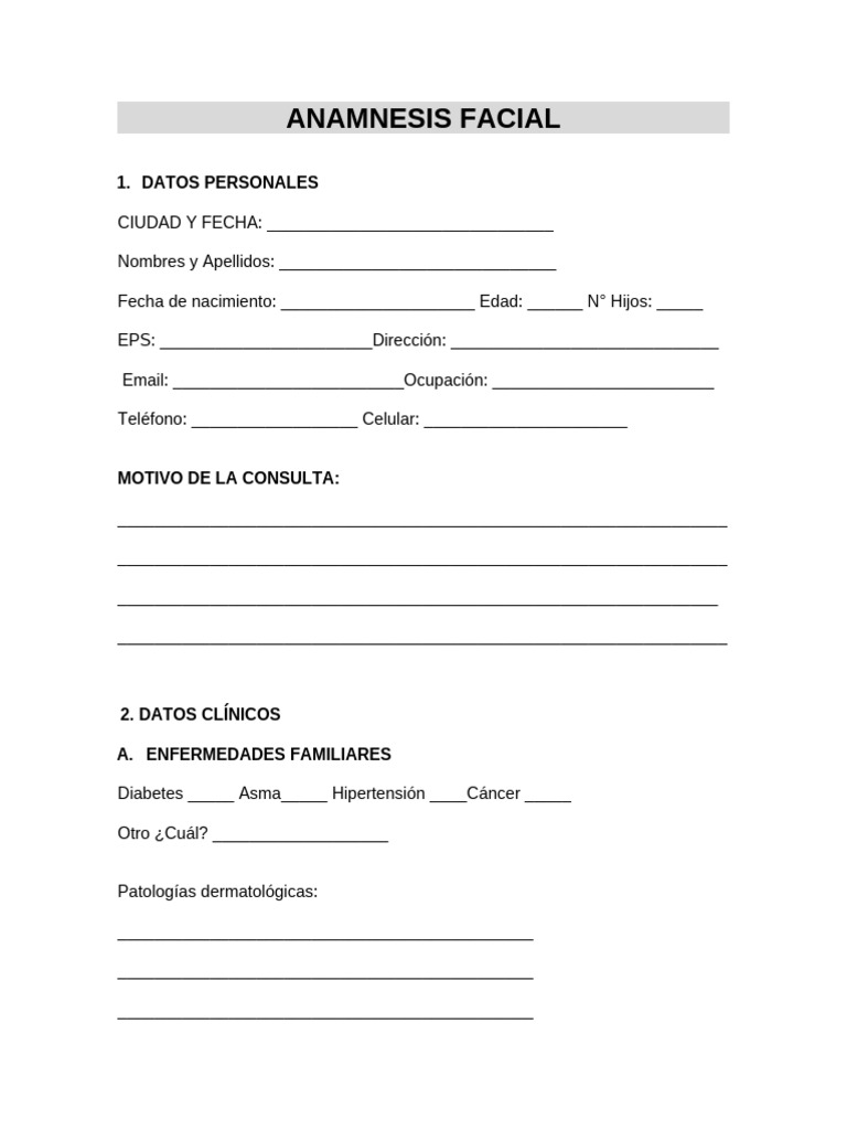 Anamnesis Facial-1 | PDF