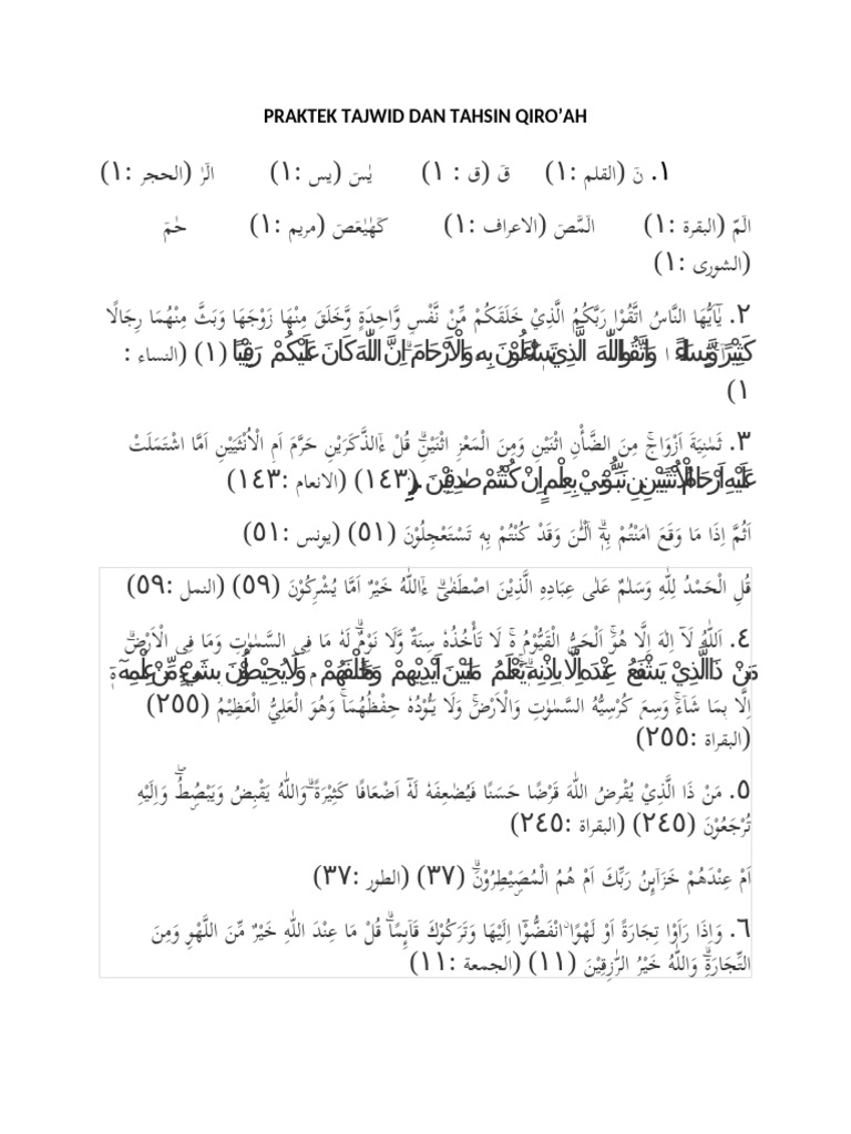 Praktek Tajwid Dan Tahsin Qiro | PDF