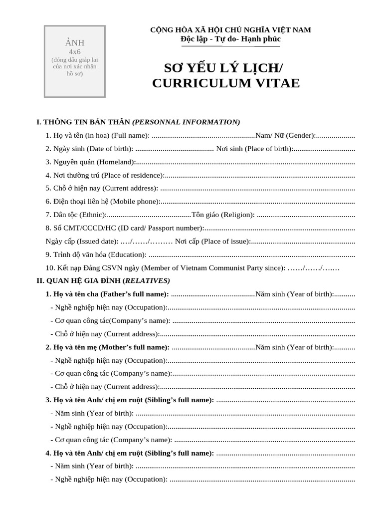 CAAV FSSD Form 008 [2]2023 Curriculum Vitae | PDF