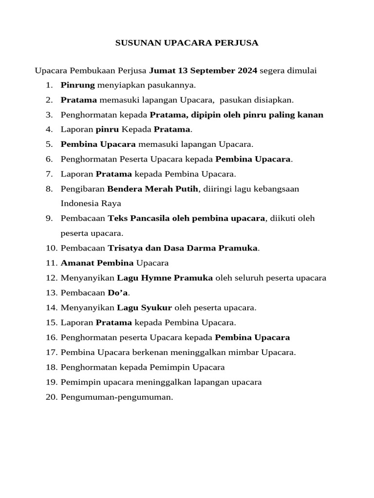 Susunan-APEL PERJUSA | PDF