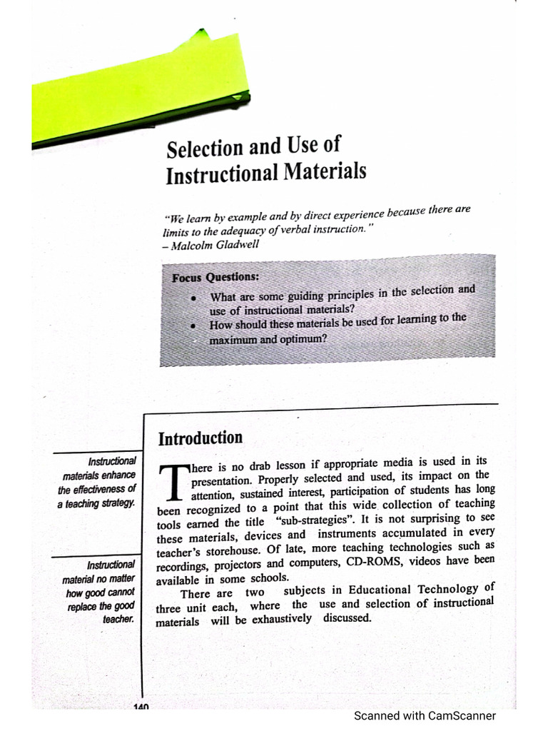 8.2 - Selection and Use of Instructional Materials or Principles | PDF