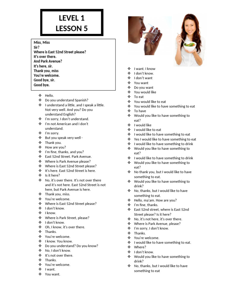 level 1 lesson 5 | PDF
