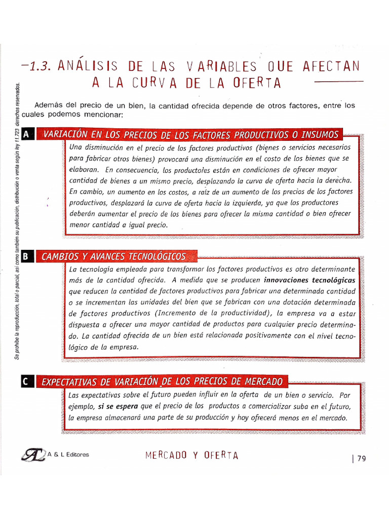 Tp Variables Que Afectan A La Curva De Oferta Pdf 