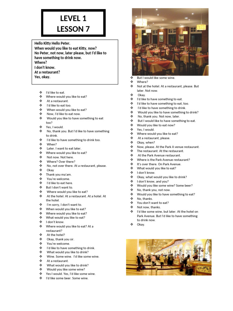 level 1 lesson 7 | PDF