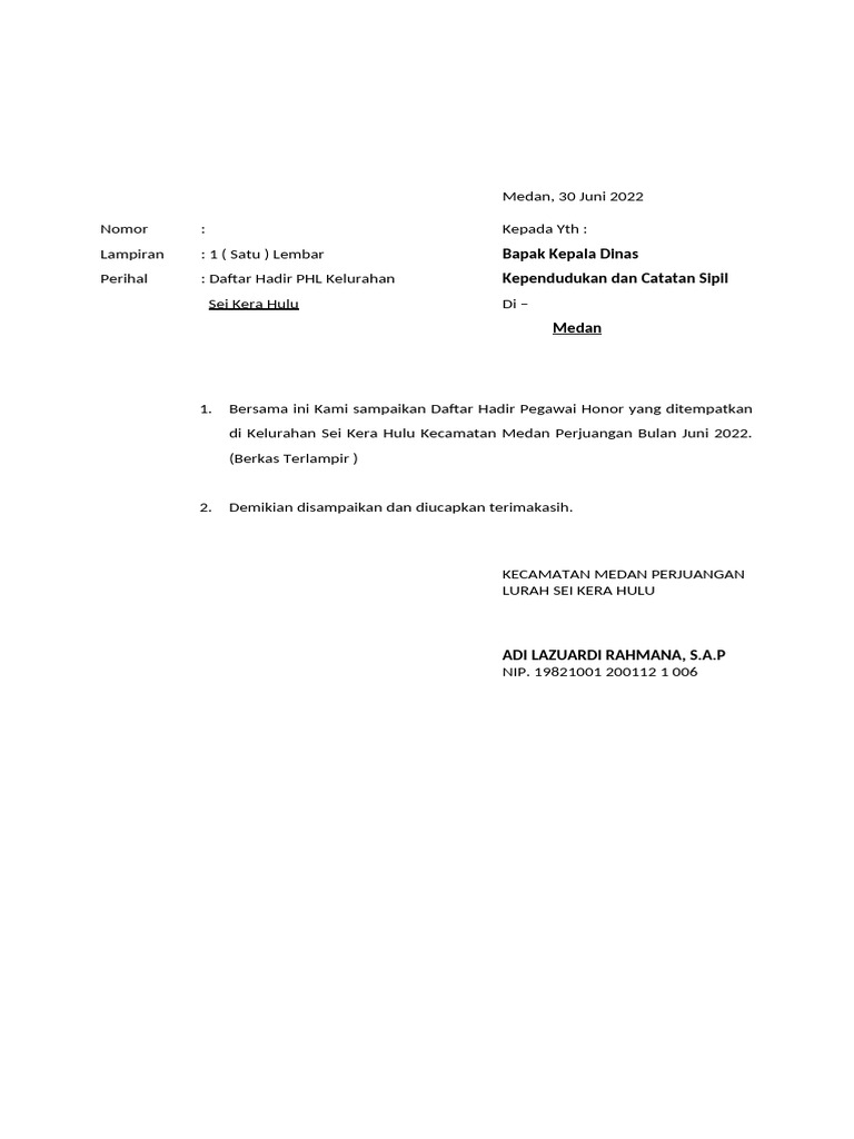 Pengantar Absen Operator | PDF