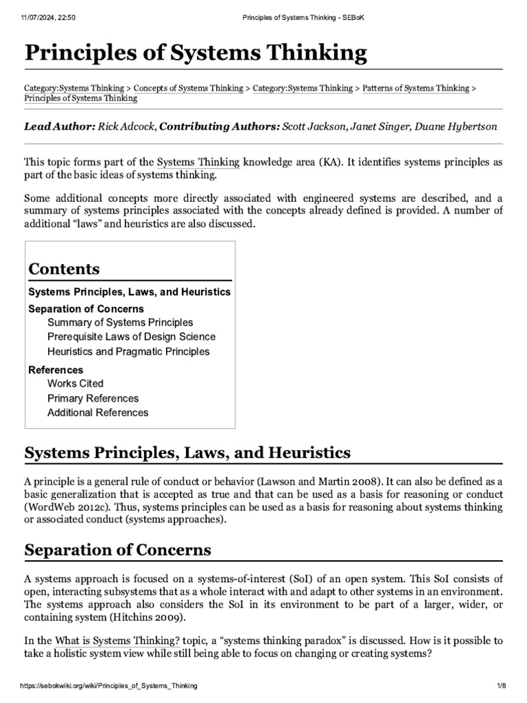 Principles of Systems Thinking - SEBoK | PDF