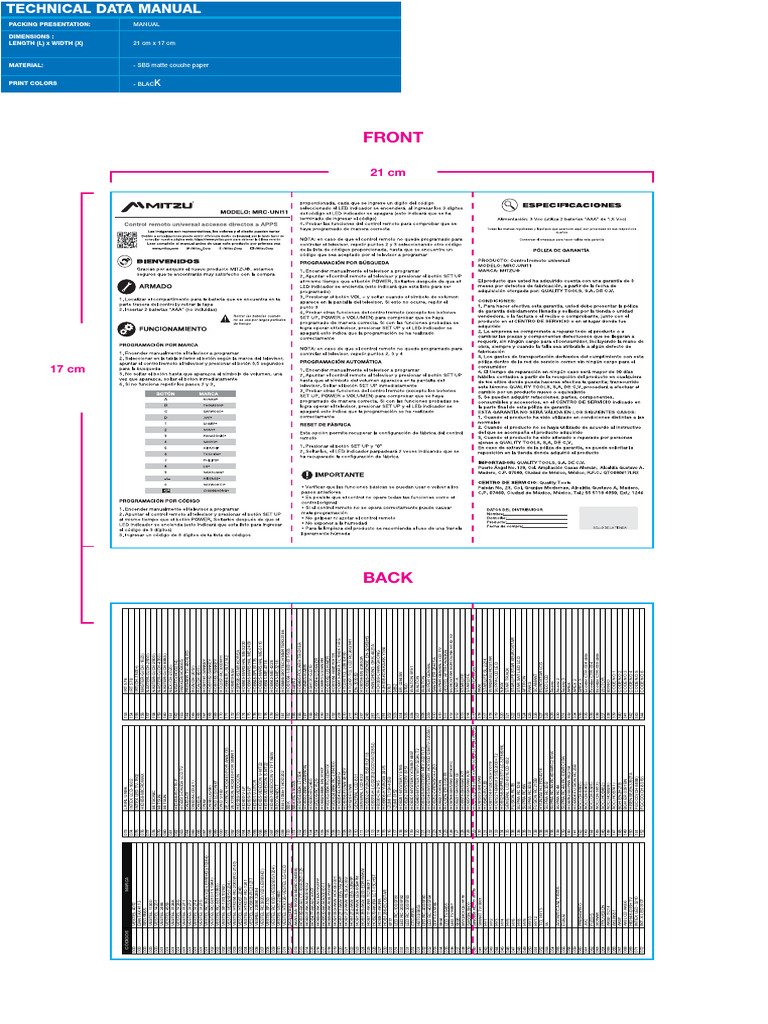 Mrc-Uni11 Manual Low | PDF