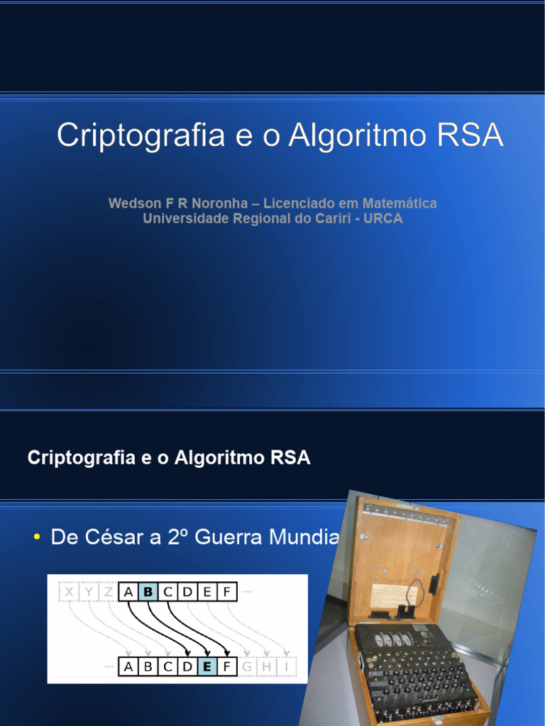 Criptografia e Algoritmo Rsa Prof Wedson Noronha | PDF