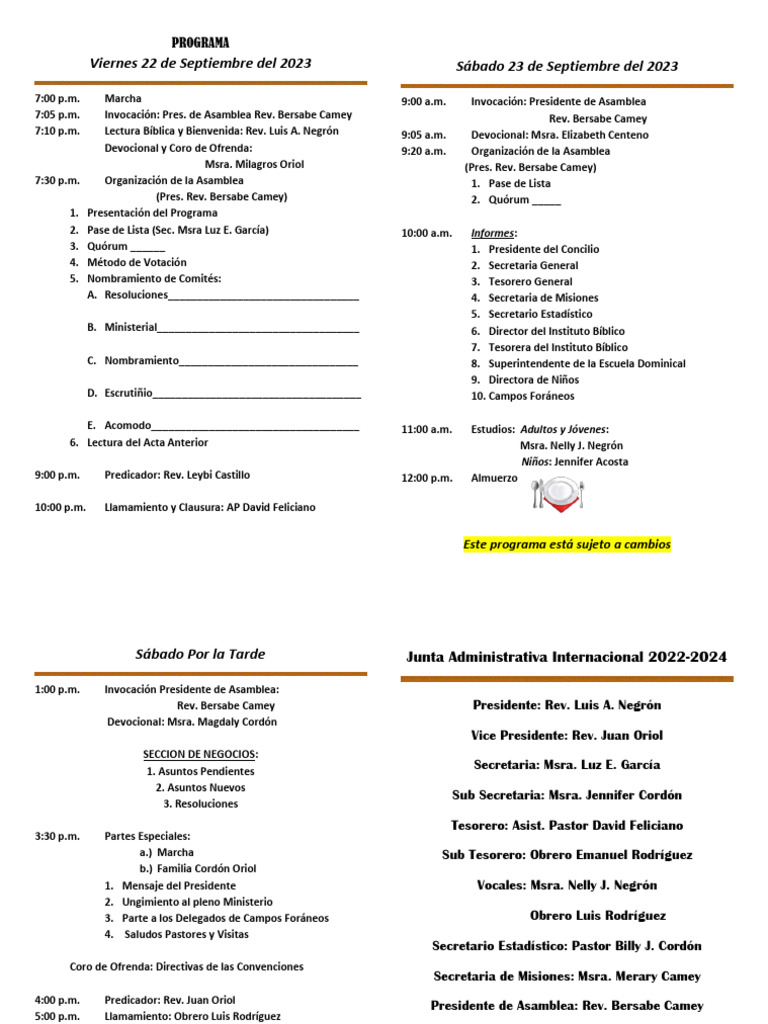 Programa y Informes Asamblea General 2023 | PDF