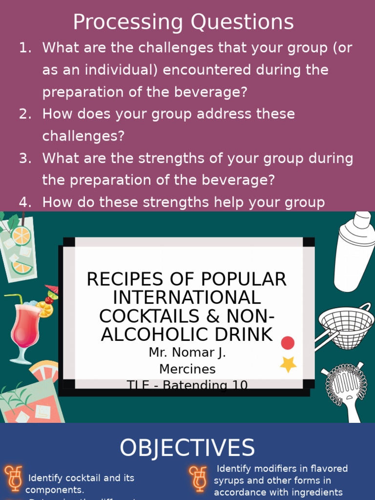 Module 6 & 7 Recipes of Popular International Cocktails & Non-Alcoholic ...