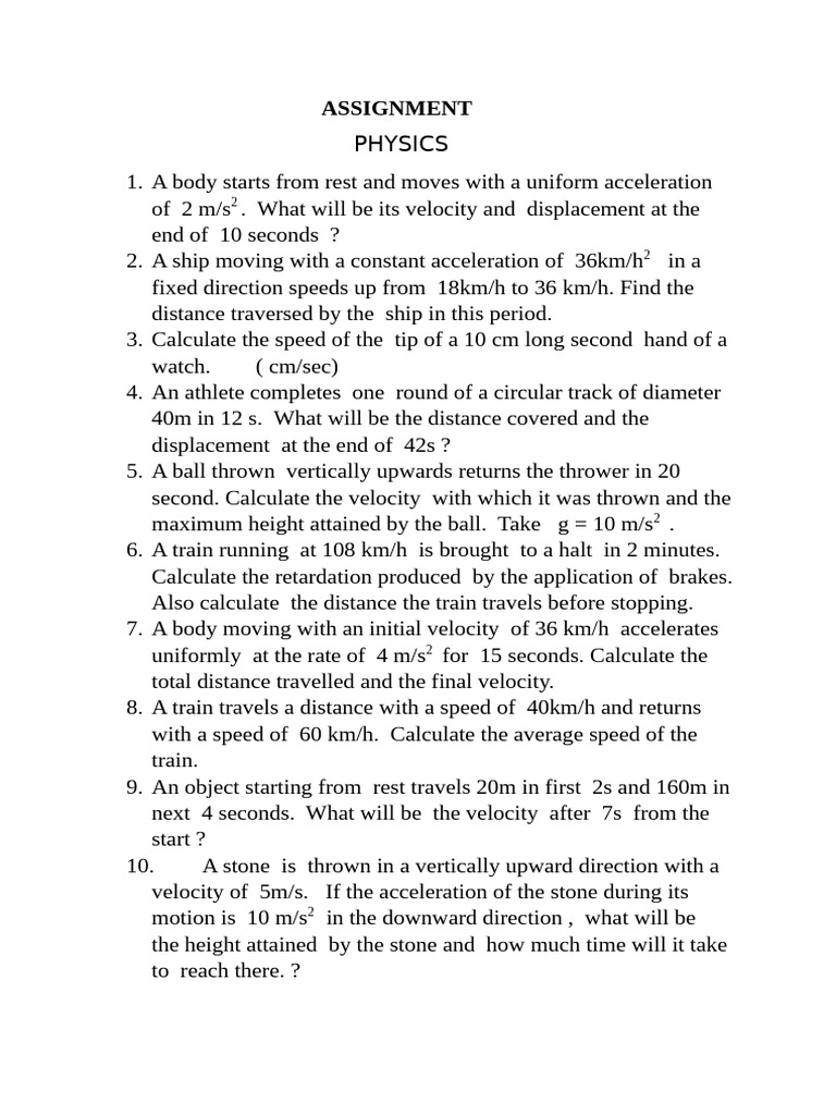 Assignment , Motion | PDF