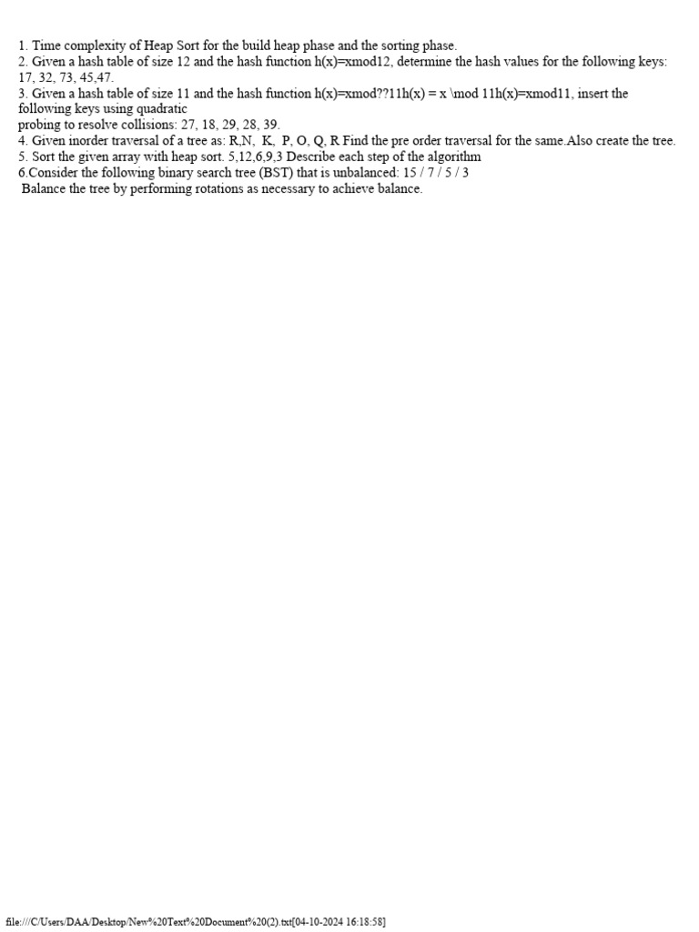 Sample Question ADSA | PDF