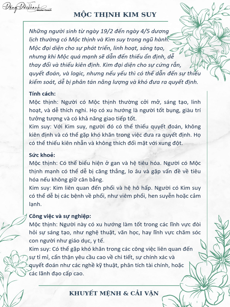 MỘC THỊNH KIM SUY 19 - 2- 4 - 5 | PDF
