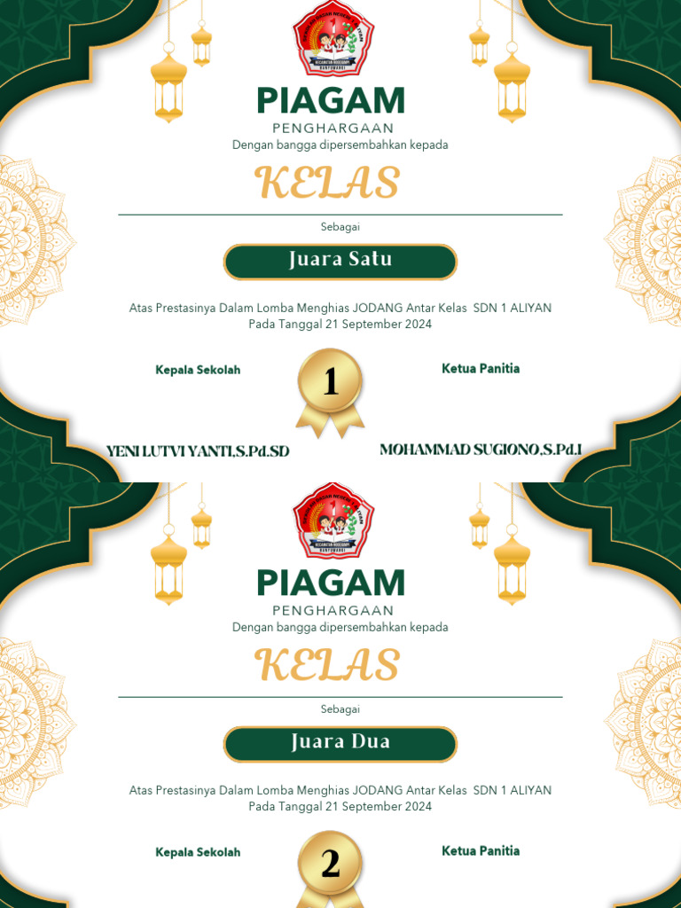 Piagam Juara Lomba Jodang | PDF