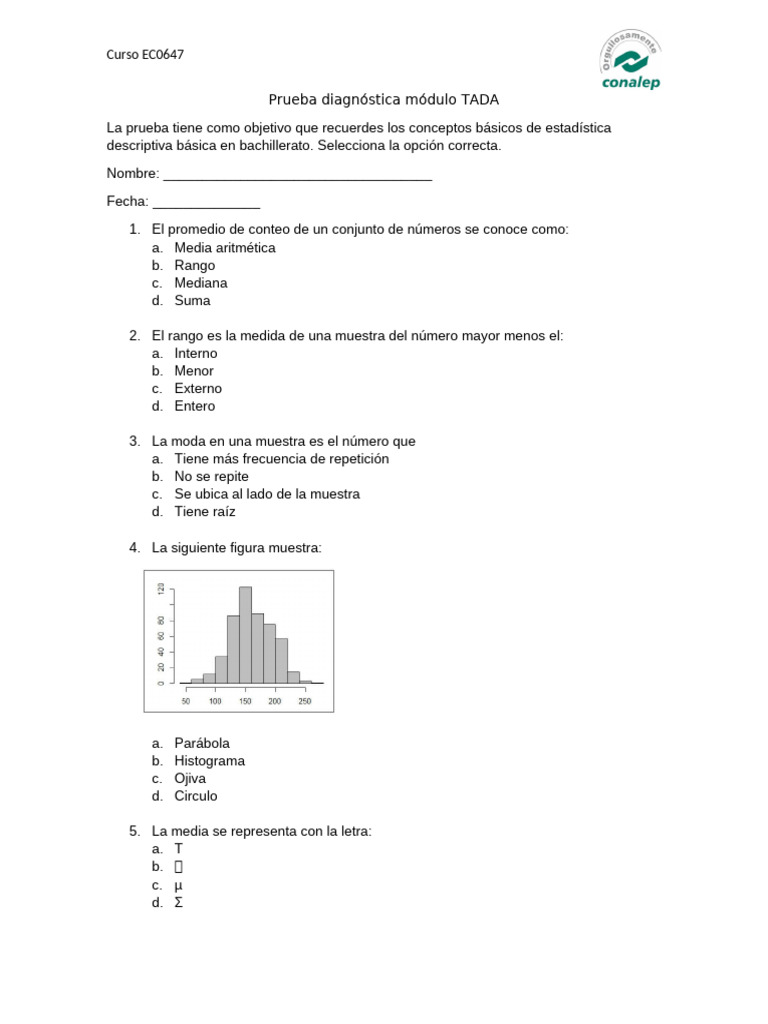 Prueba diagnóstica módulo TADA (1) | PDF