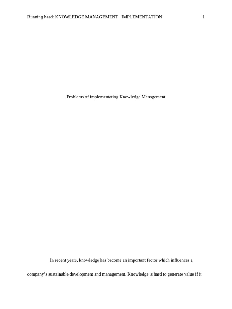 Research Paper Knowledge Management Problems | PDF