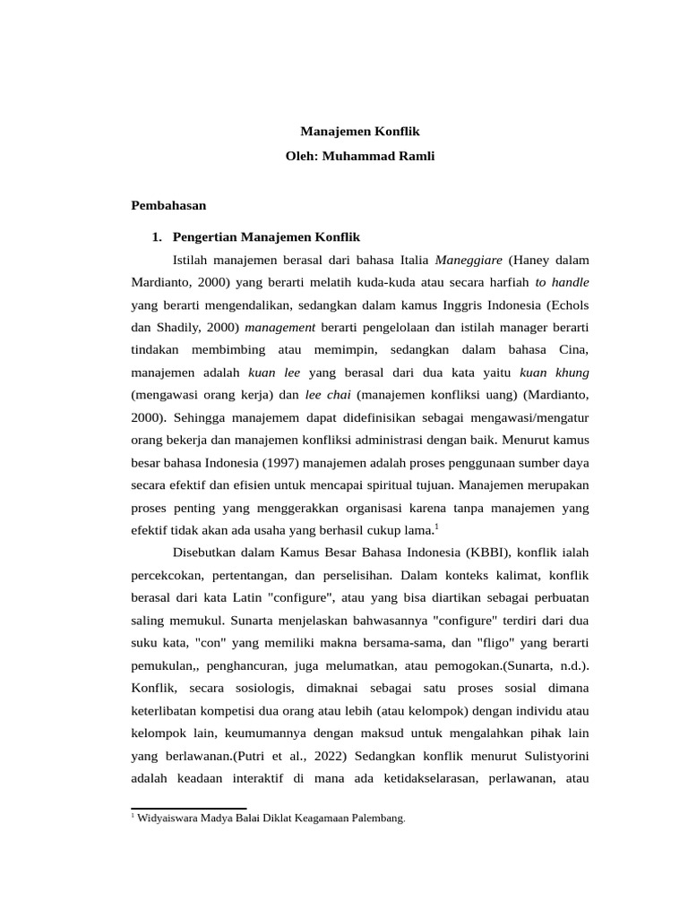 Muhammad Ramli 2410130406 Makalah Manajemen Konflik | PDF