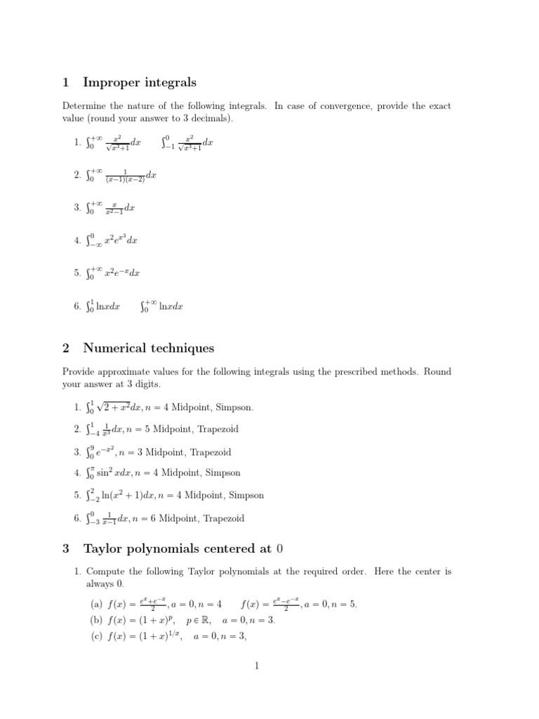 Improper integrals | PDF