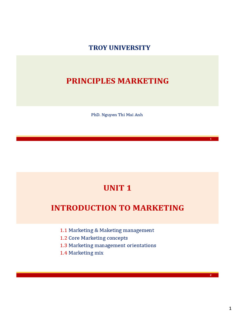 Unit 1 - Introduction To Marketing | PDF