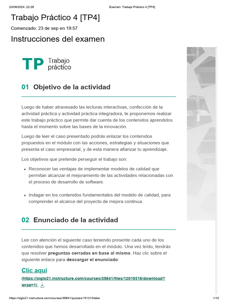 Examen - Trabajo Práctico 4 (TP4) | PDF