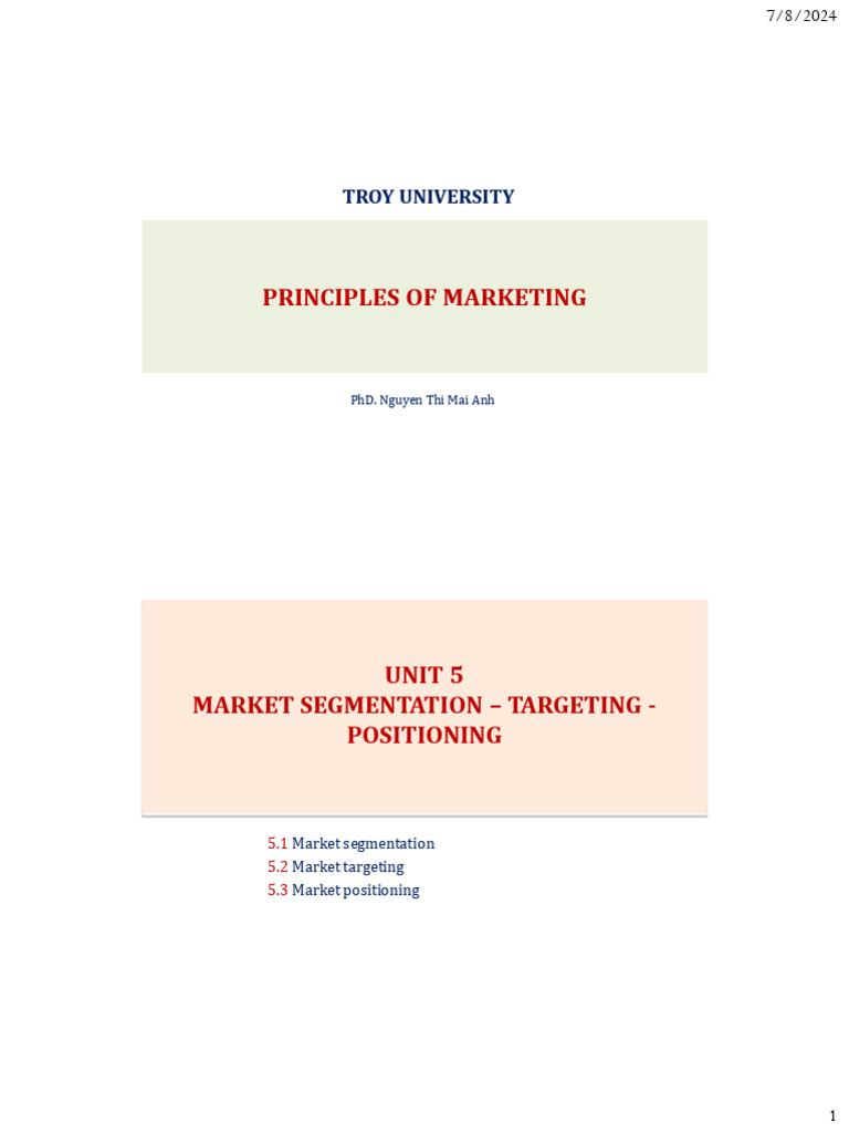 Unit 5 Market Segmentation | PDF