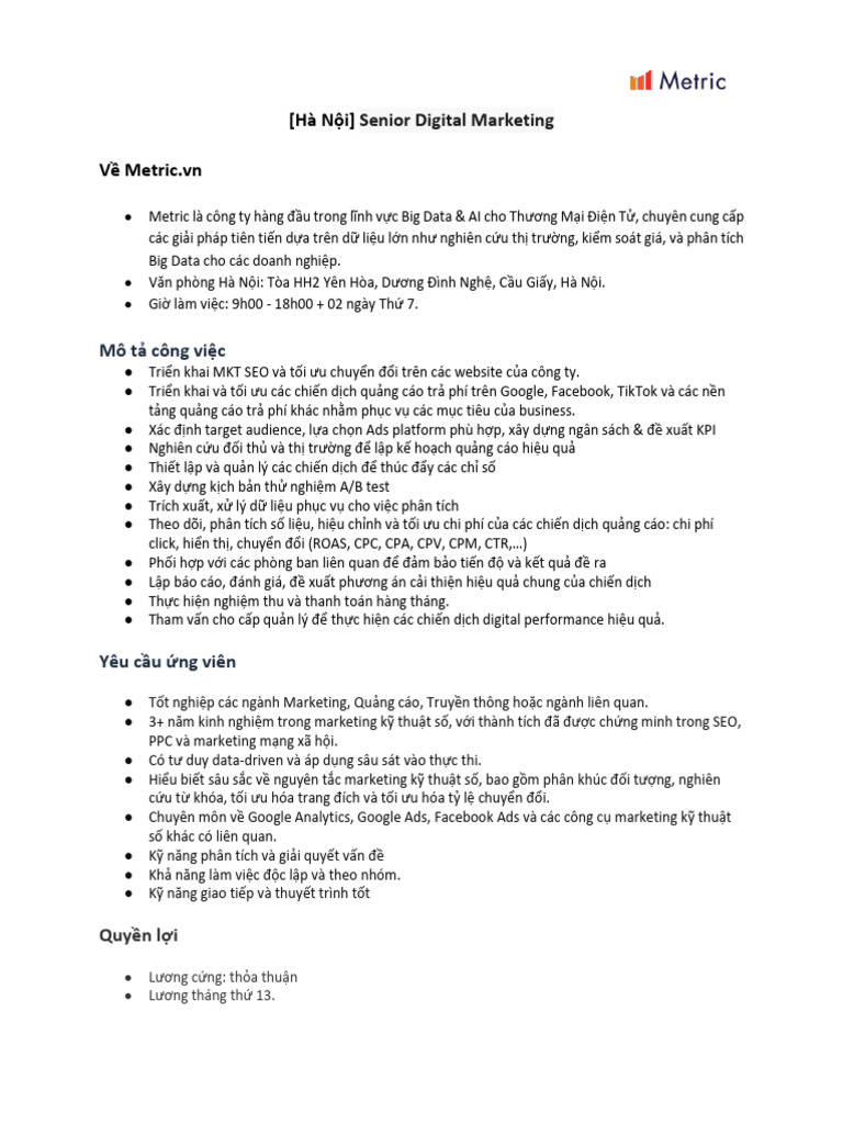 JD Digital Marketing Senior | PDF