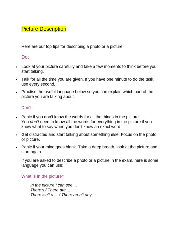 Picture Description | PDF