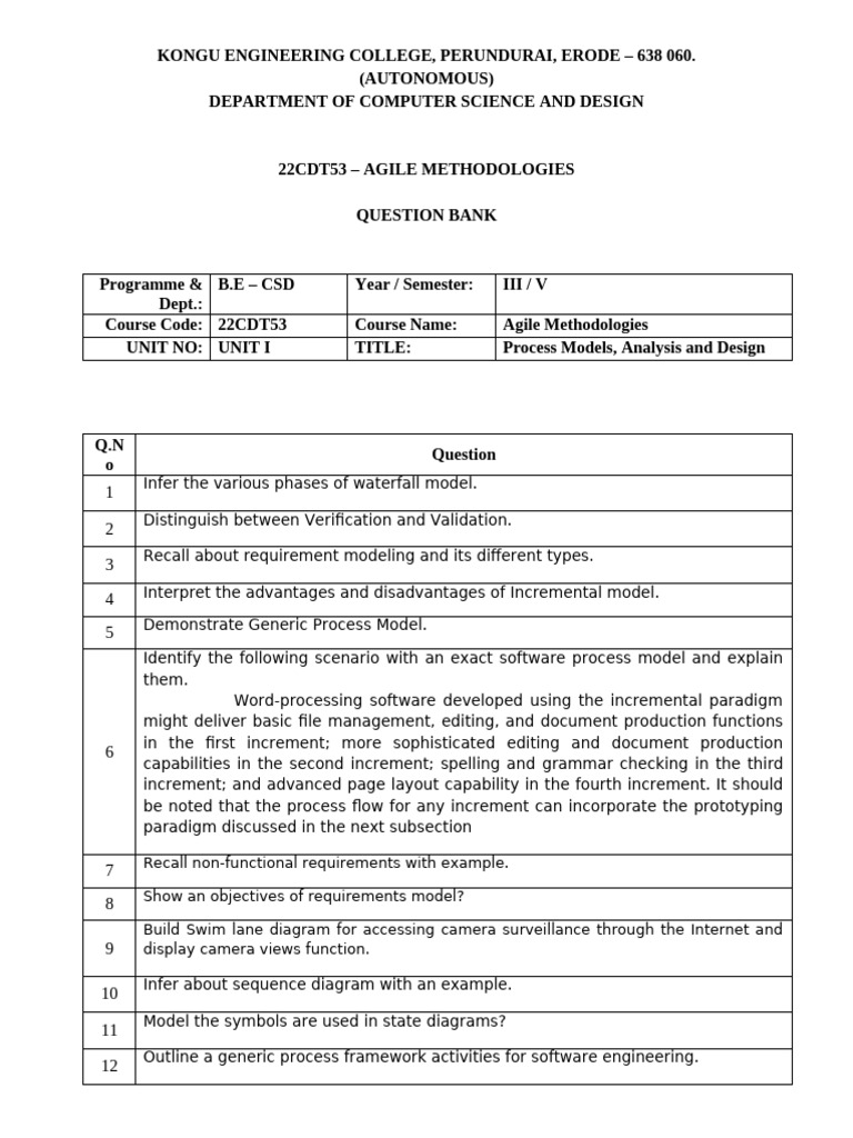 AM Unit 1 Questionbank-Tutorial 1 & 2 | PDF