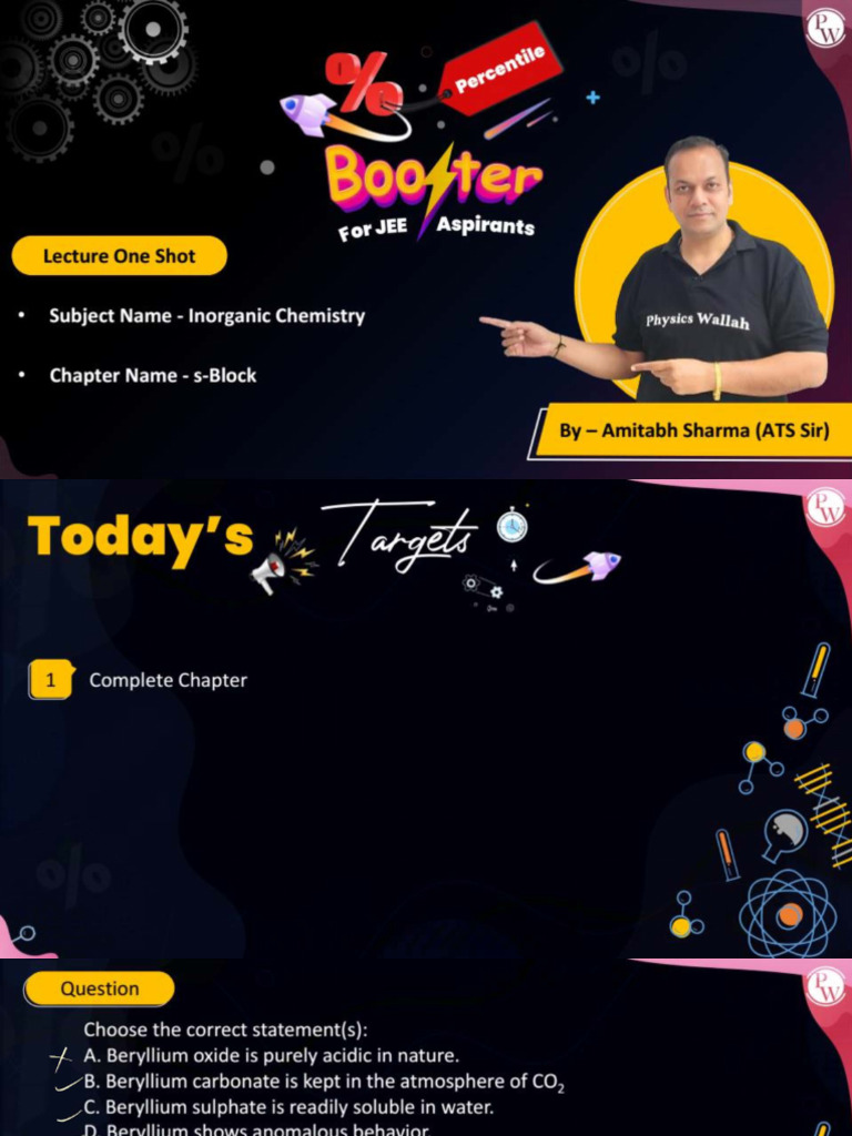 S - Block - Class Notes - Percentile Booster For JEE Aspirants | PDF
