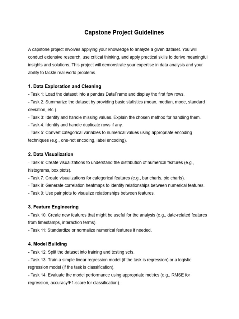 Capstone Project Guidelines | PDF | Regression Analysis | Computers
