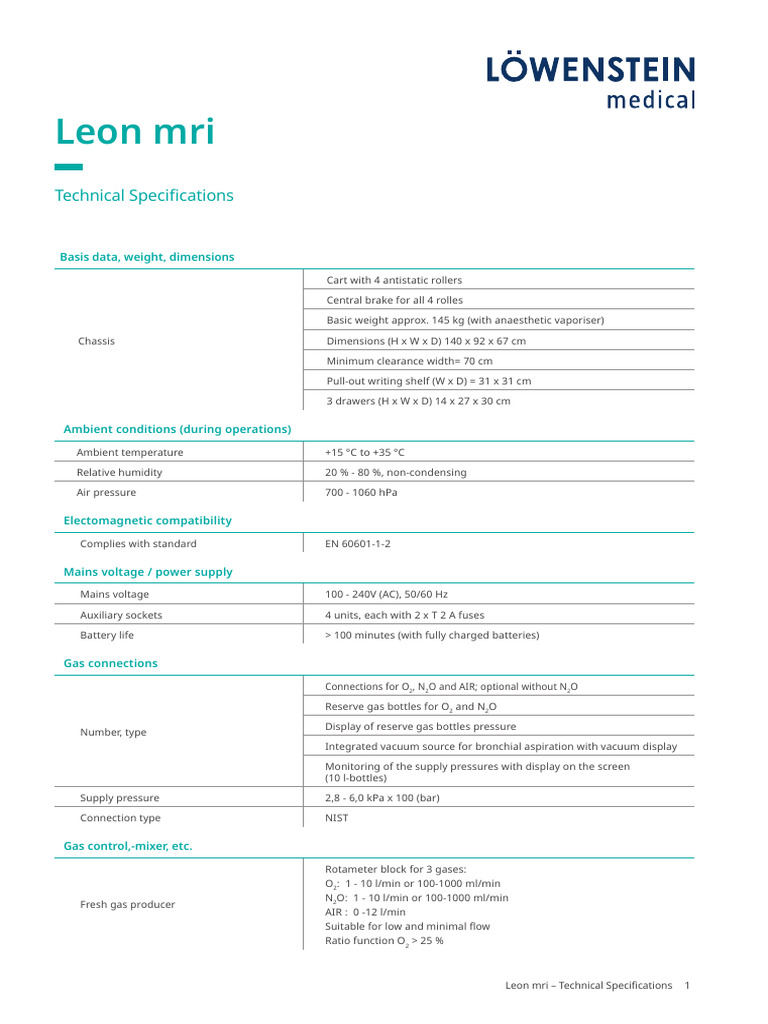 leon-mri-anaesthesia-datasheet-english | PDF