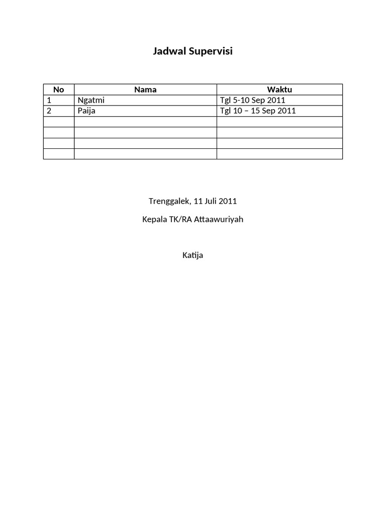 Jadwal Supervisi | PDF