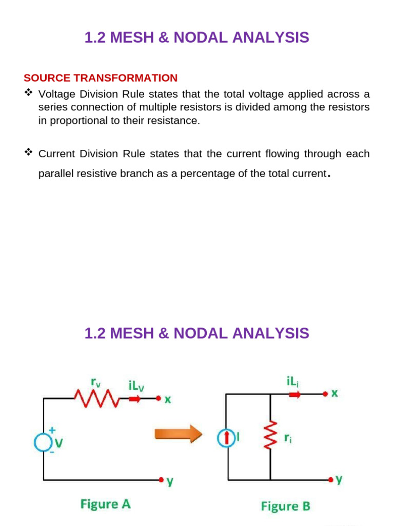 1.2 Mesh & Nodal Analysis: Source Transformation | PDF