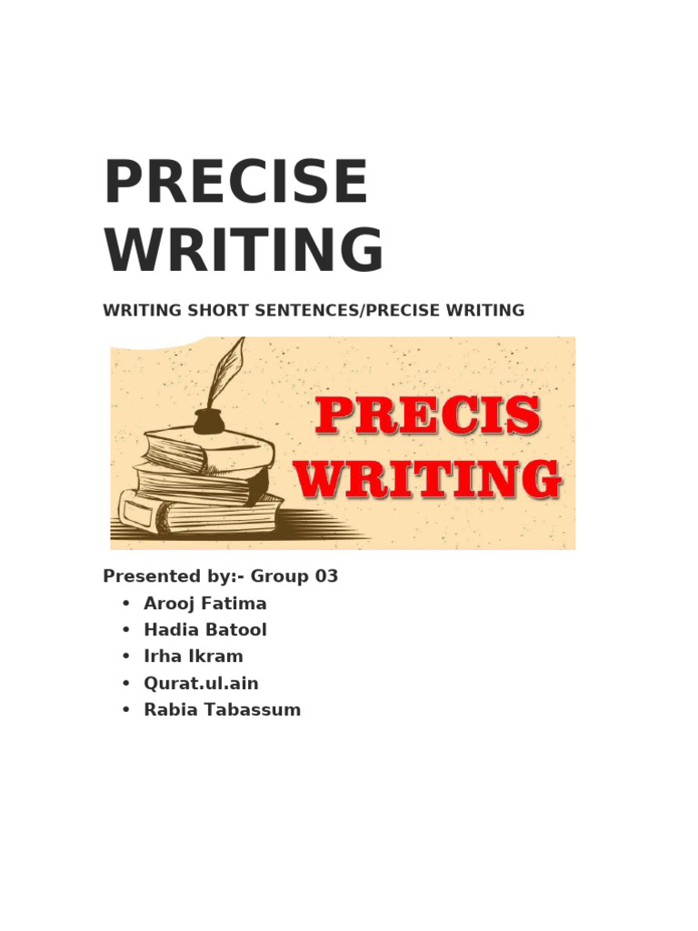 Writing Short Sentences Precise Writing Pdf