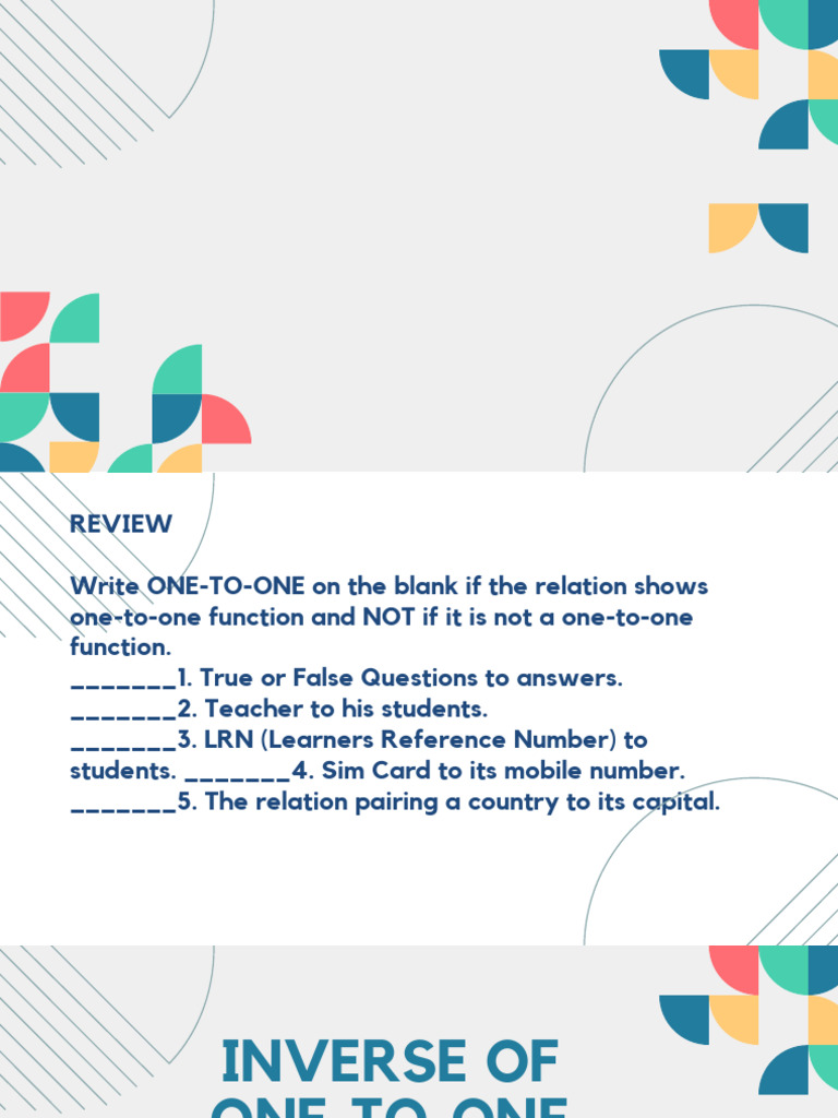 INVERSE OF ONE-TO-ONE FUNCTIONS | PDF