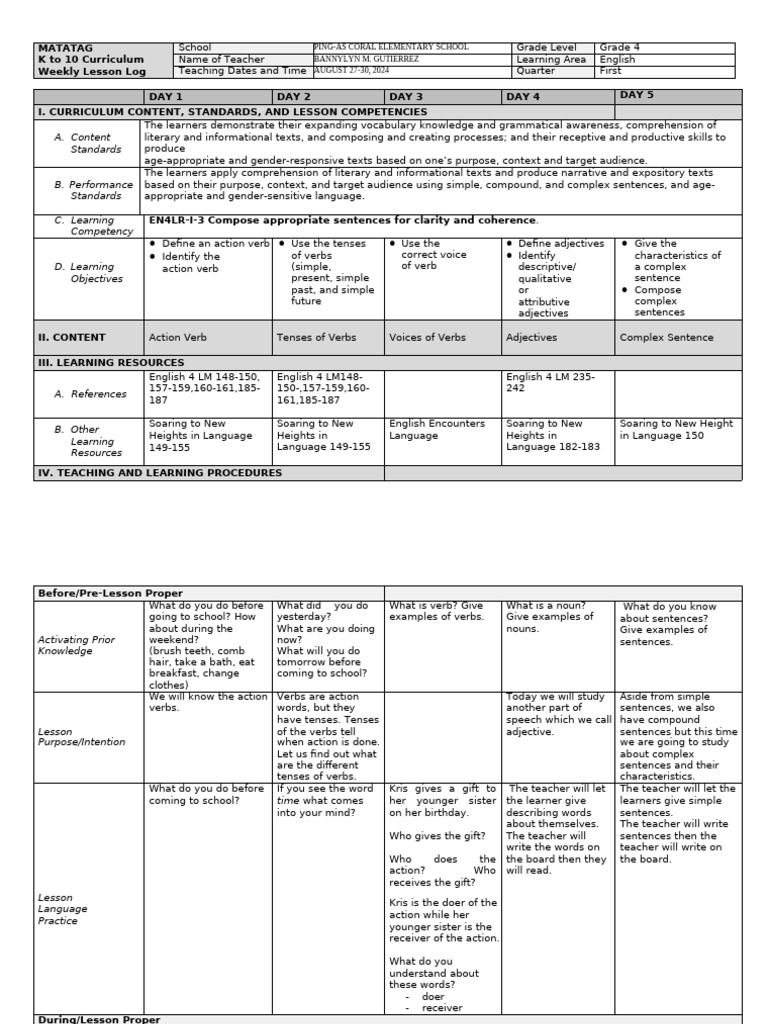 English4 Q1 Week5 | PDF