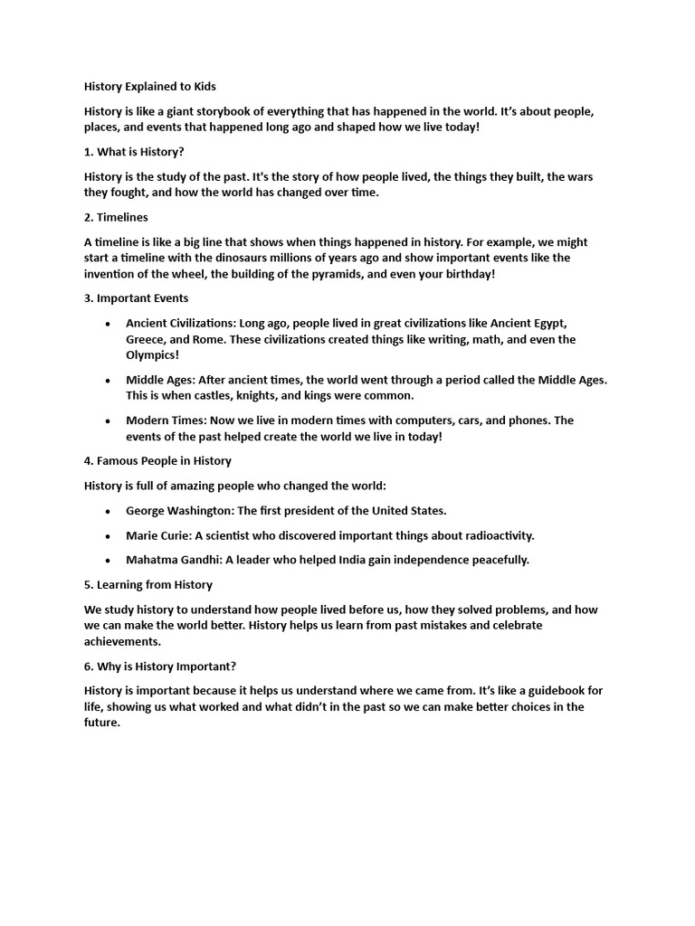 History Explained To Kids | PDF