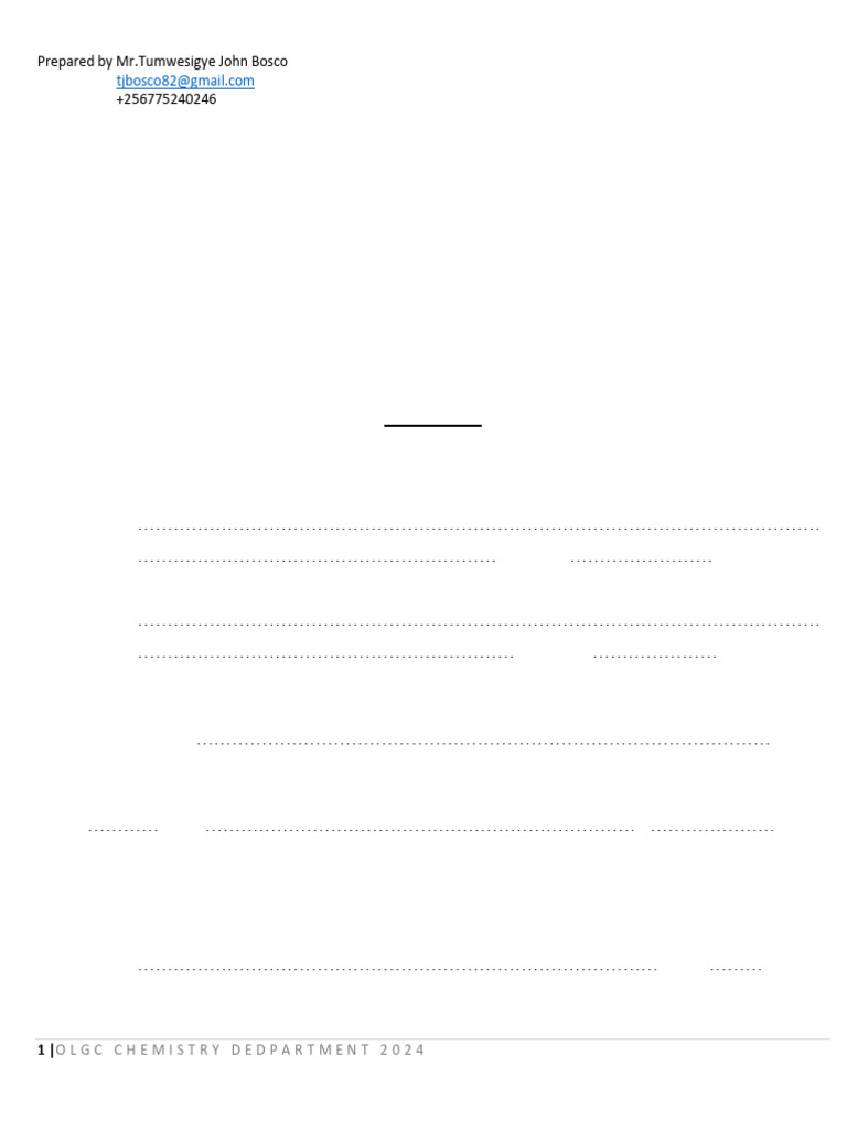 S3 Chemistry 2024 | PDF