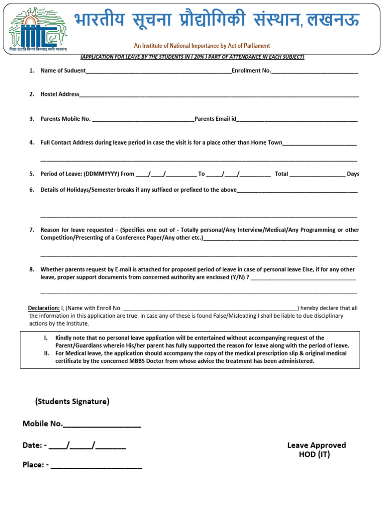 Student_leave-form | PDF