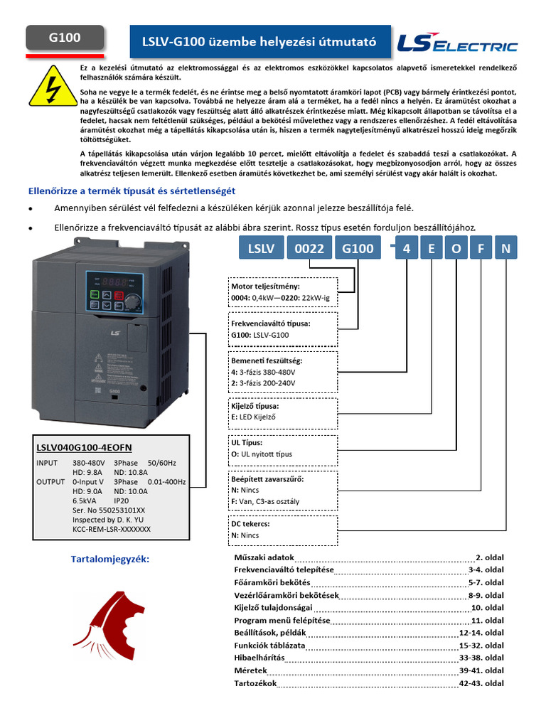 LSLV-G100 Manual (HU) | PDF