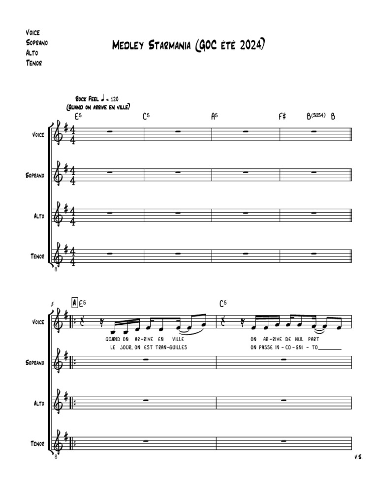 Medley Starmania (GOC Eì Teì 2024) Piano Et Choeur 27 Avril 2024 | PDF