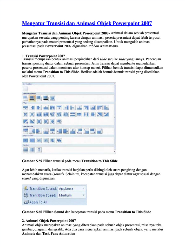 PDF Animasi Dan Transisi Pada Power Point - Compress | PDF
