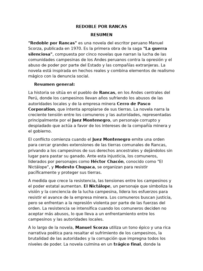 Resumen redoble por rancas | PDF