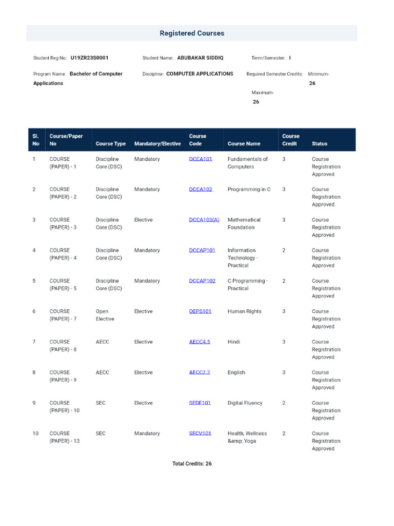 Student Internal Assessment Marks Pdf